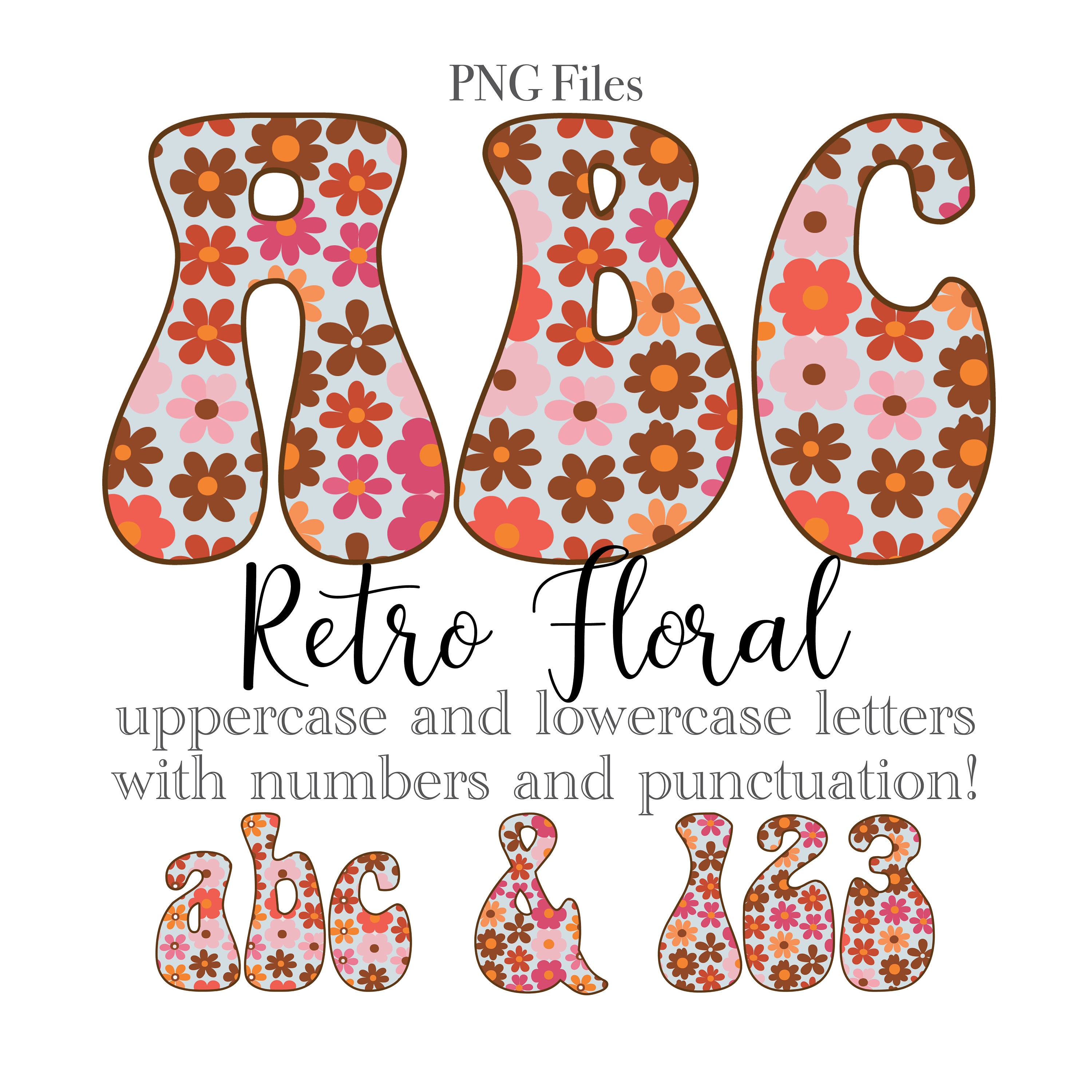 Retro Flower Lettering, Floral Alphabet Letters, Hippie Letters ...