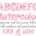 Pink Watercolor Alphabet Letters and Numbers, Fun Watercolor Letters ...