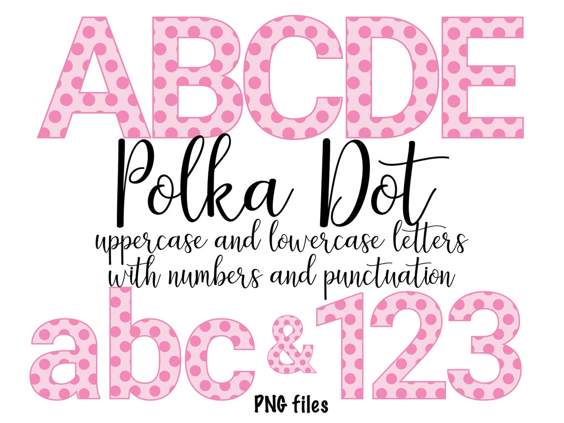 Pink Polka Dot Alphabet Letters, Pink Polka Dot Sublimation Lettering ...