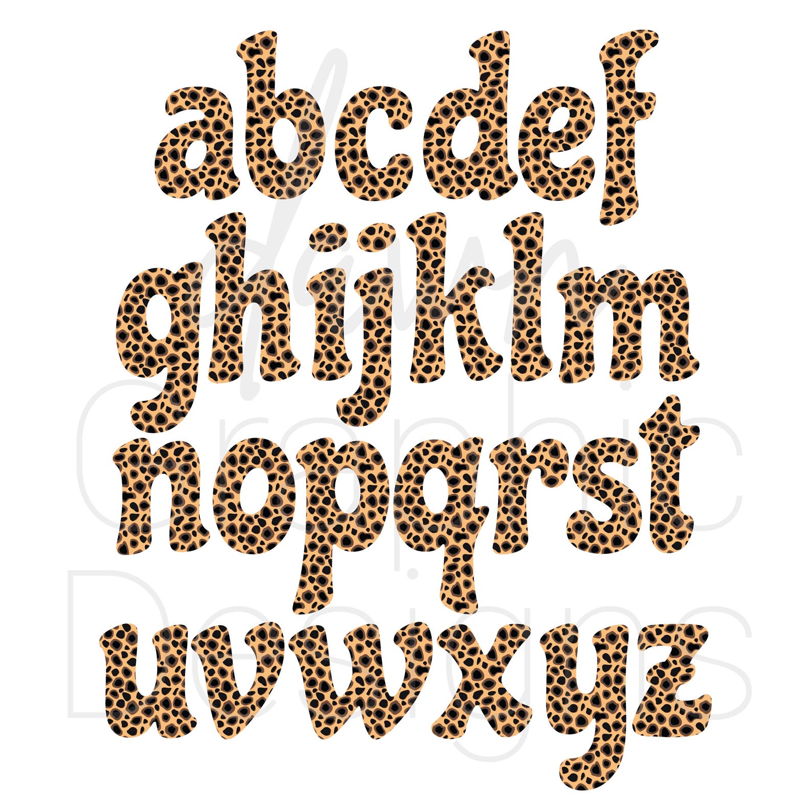Cheetah Print Letters, Animal Print Alphabet Lettering, PNG Letters ...