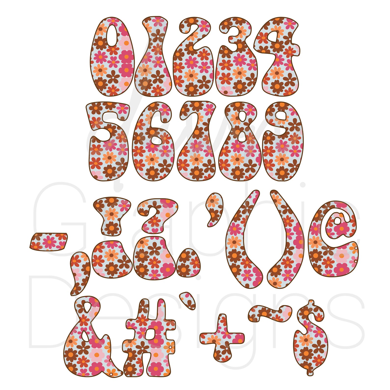 Retro Flower Lettering, Floral Alphabet Letters, Hippie Letters ...