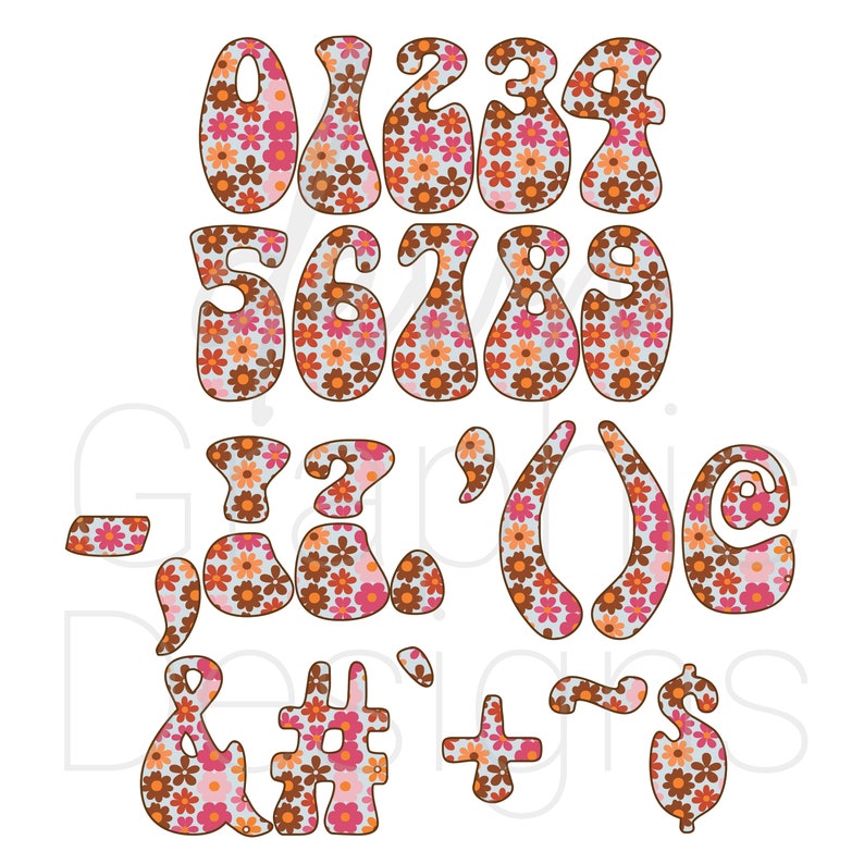 Retro Flower Lettering, Floral Alphabet Letters, Hippie Letters ...