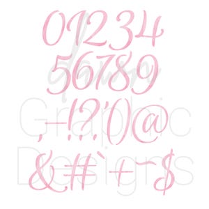 Pink Watercolor Letters and Numbers, Script Watercolor Lettering ...