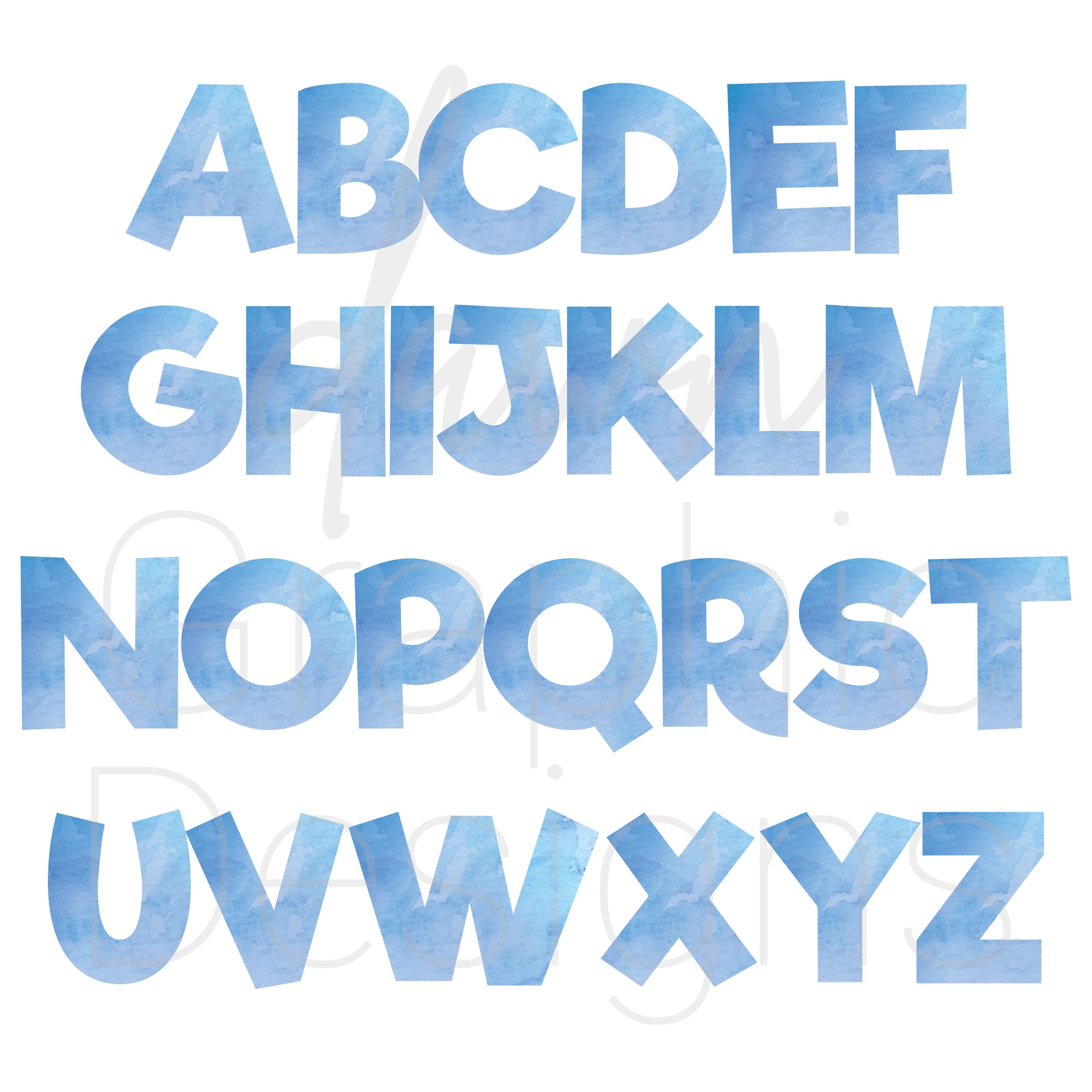 Blue Watercolor Alphabet PNG Letters in Watercolor Art Watercolor ...