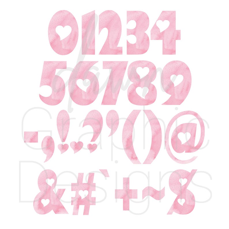 Pink Watercolor Alphabet Letters and Numbers, Bridal Shower Lettering ...