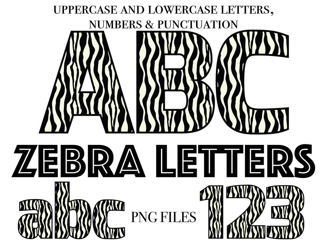 Zebra Print Lettering, Animal Print Alphabet Letters, PNG Letters ...