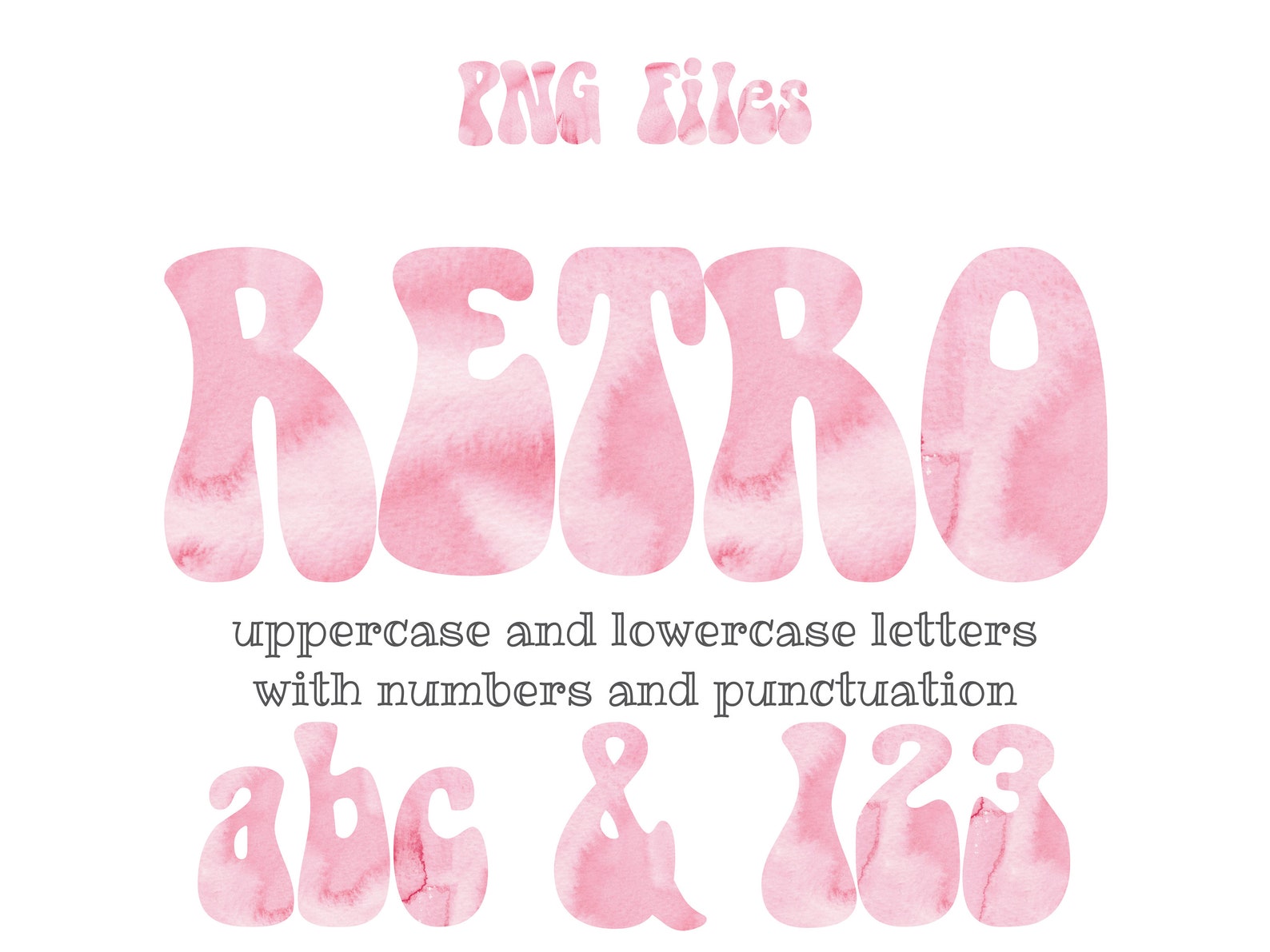 Pink Retro Lettering, Watercolor Retro Alphabet Letters, Girly Retro ...