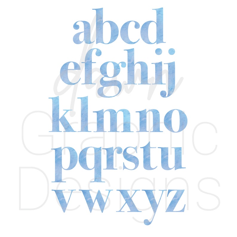 Blue Watercolor Alphabet Letters and Numbers, Baby Shower Lettering ...