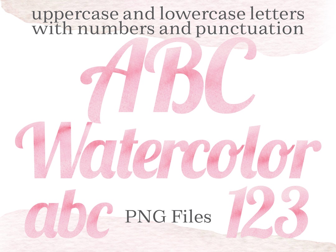 Pink Watercolor Alphabet Letters and Numbers, Sublimation Letters ...