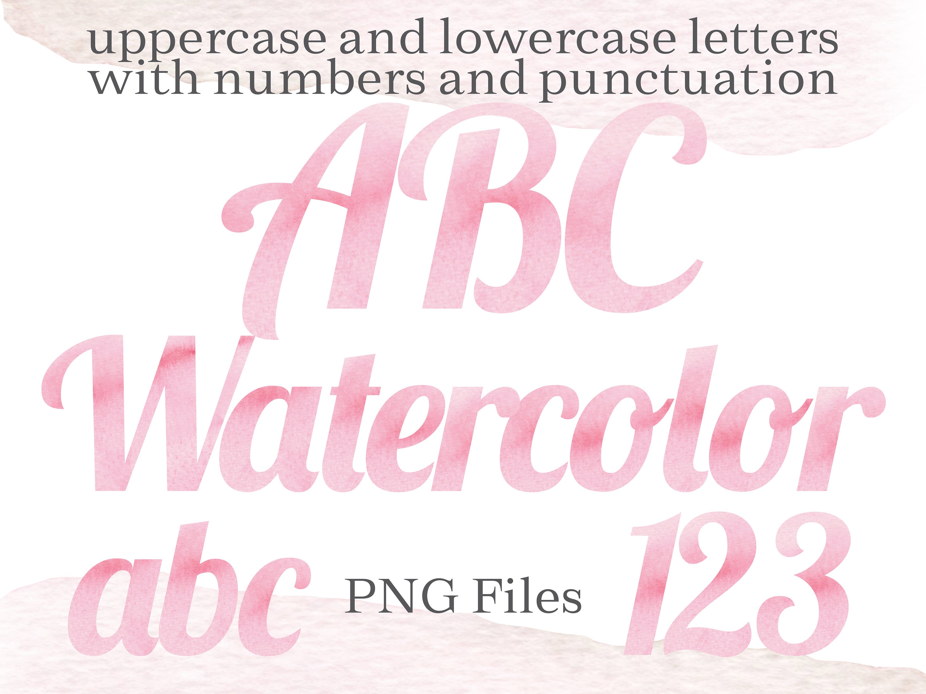 Pink Watercolor Alphabet Letters and Numbers, Sublimation Letters ...