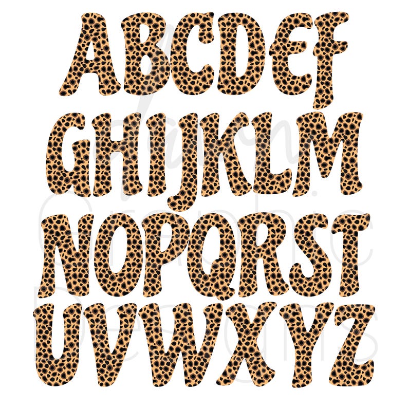 Cheetah Print Letters, Animal Print Alphabet Lettering, PNG Letters ...
