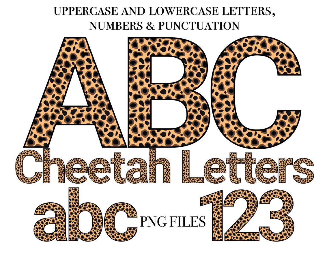 Cheetah Print Lettering, Animal Print Alphabet Letters, PNG Letters ...