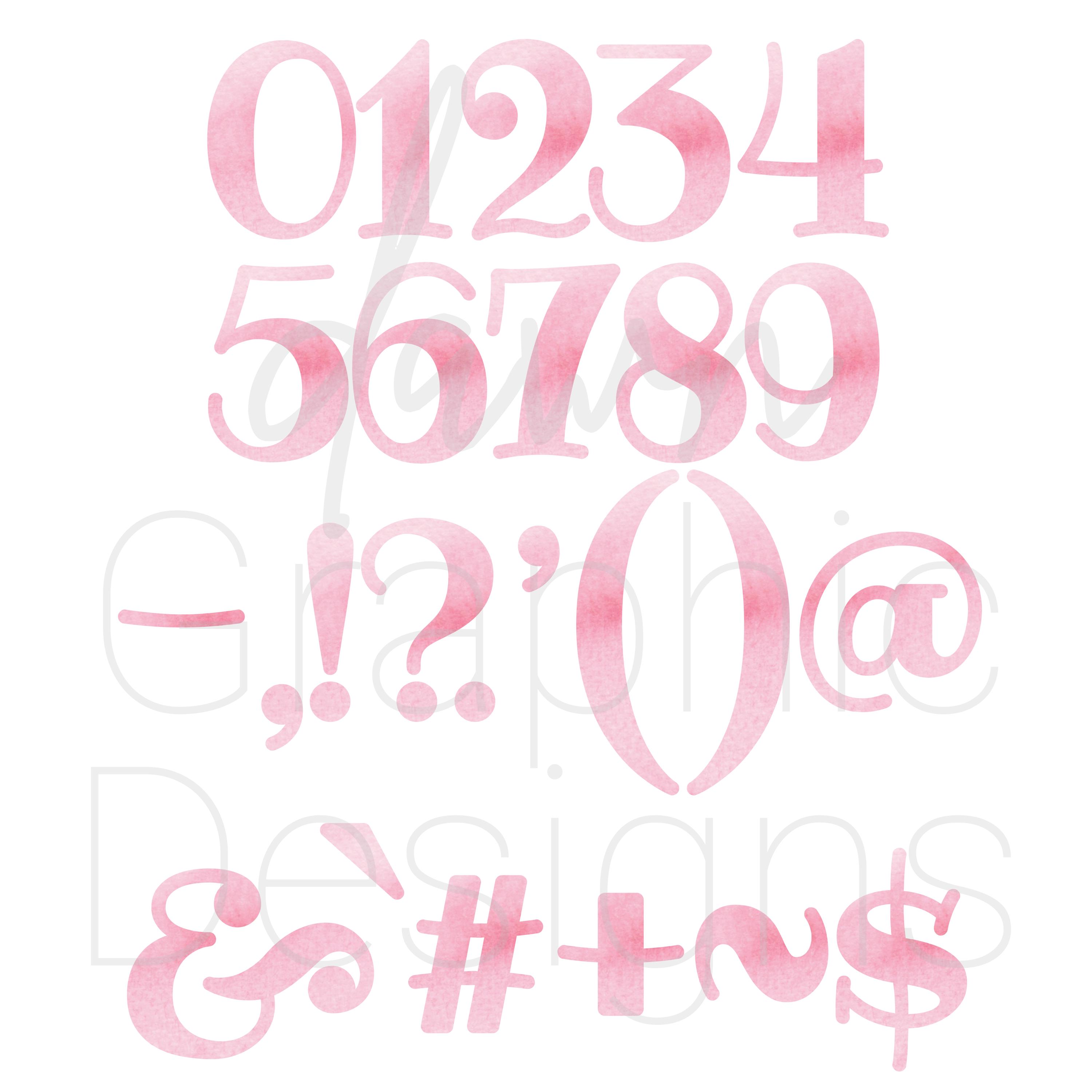 Pink Watercolor Alphabet Letters and Numbers, Wedding Lettering ...