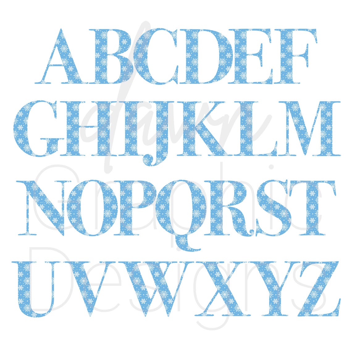 Snowflake Letters PNG, Winter Letters, Blue Snowflake Holiday Lettering ...