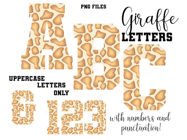 Giraffe Print Lettering, Animal Print Alphabet Letters, Giraffe Varsity ...
