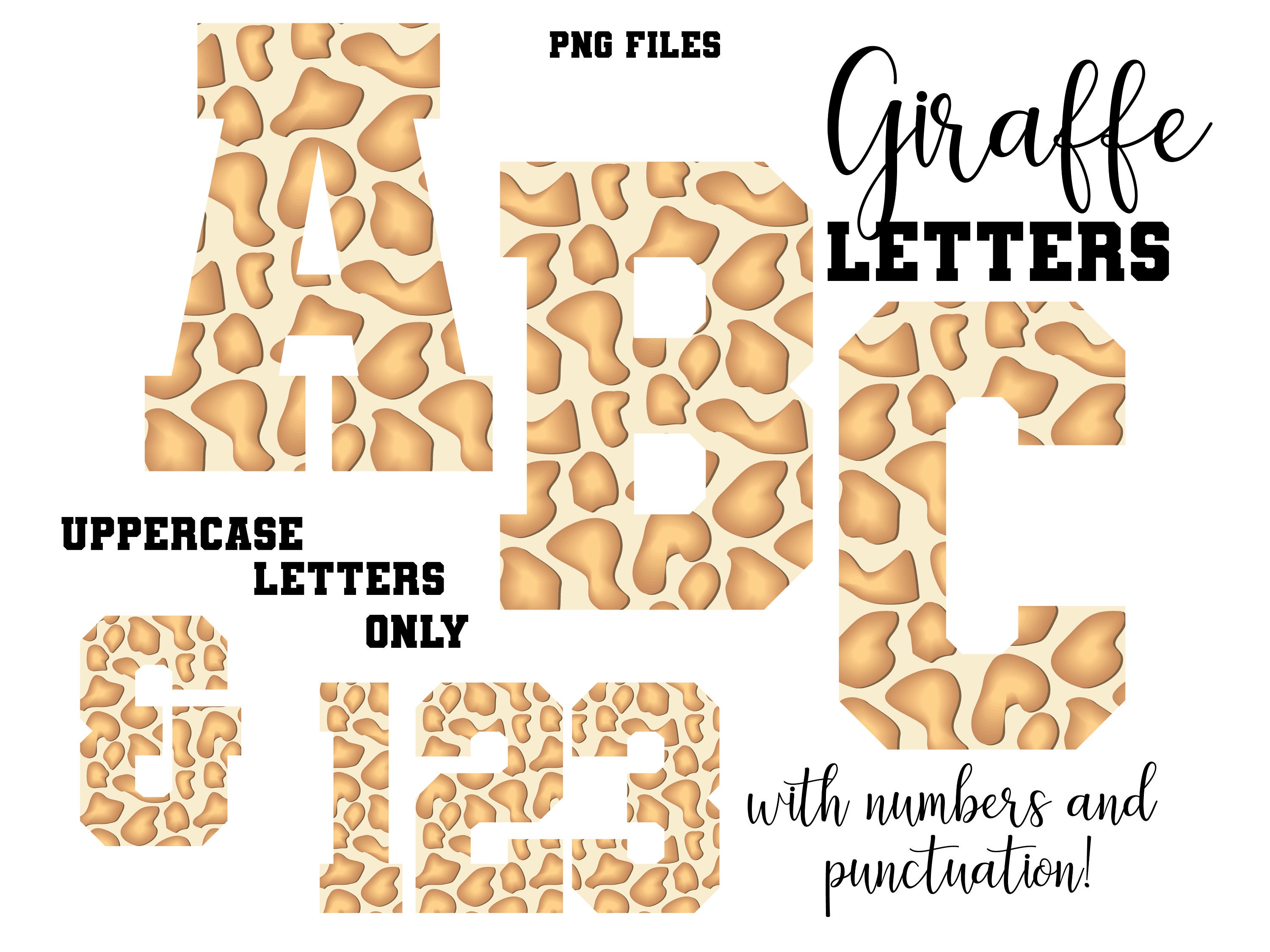 Giraffe Print Lettering, Animal Print Alphabet Letters, Giraffe Varsity ...