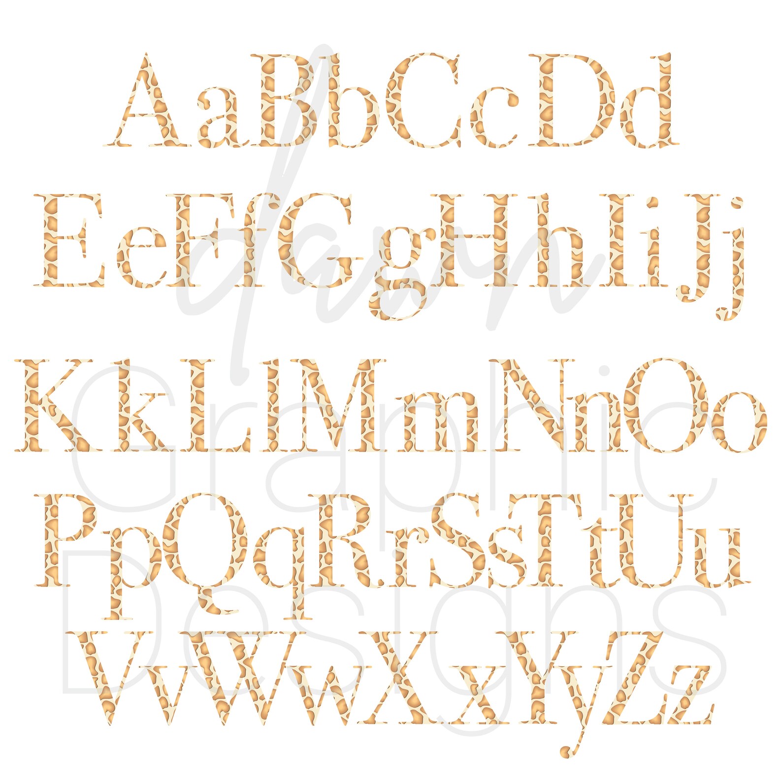 Animal Print Letters, Giraffe Print Alphabet Lettering, PNG Letters ...