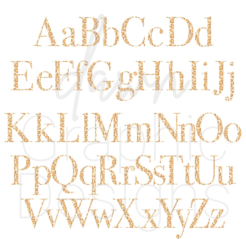 Animal Print Letters, Giraffe Print Alphabet Lettering, PNG Letters ...