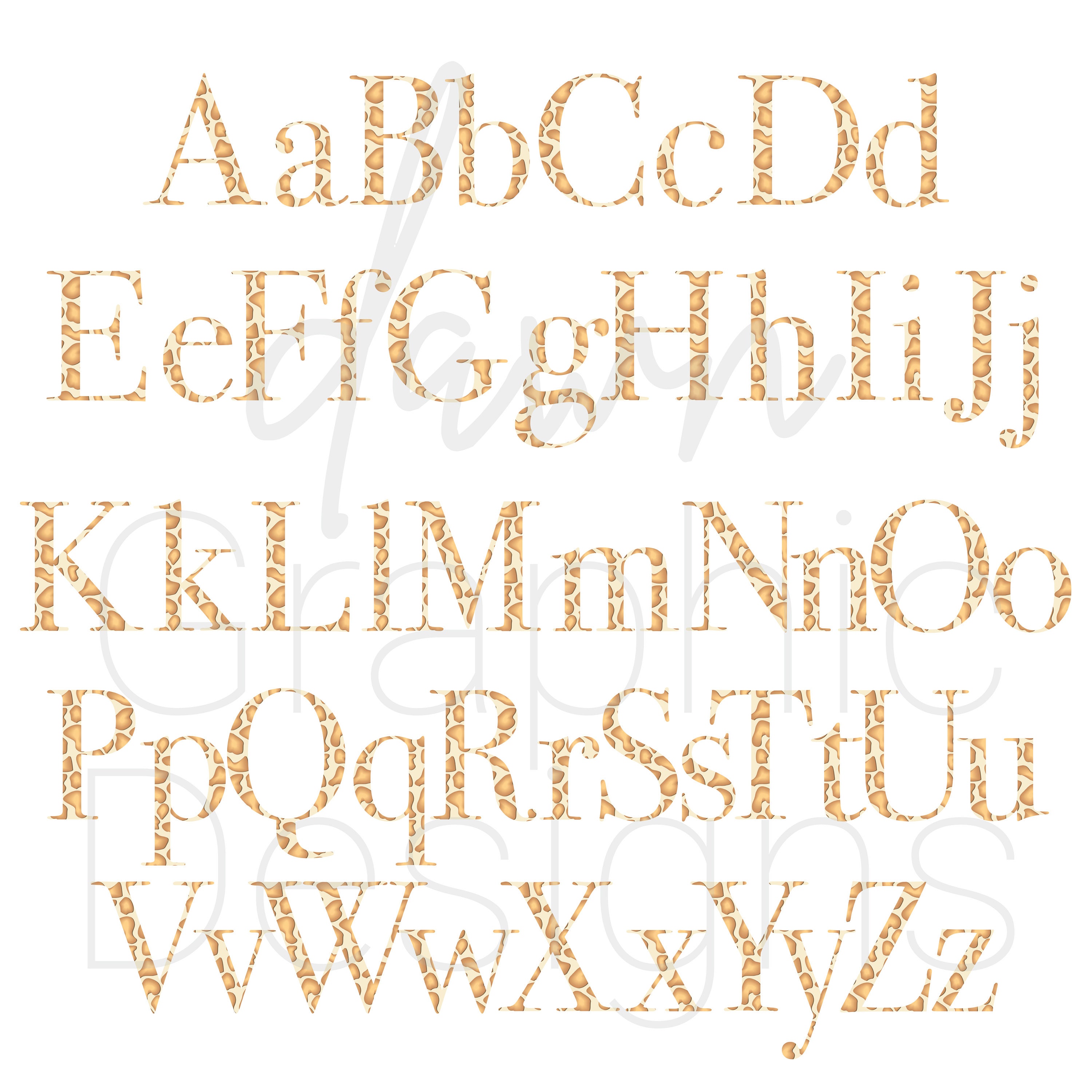 Animal Print Letters, Giraffe Print Alphabet Lettering, PNG Letters ...