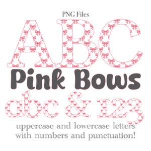 Pink Bows Lettering PNG, Baby Girl Letters, Pink Ribbon Letters ...