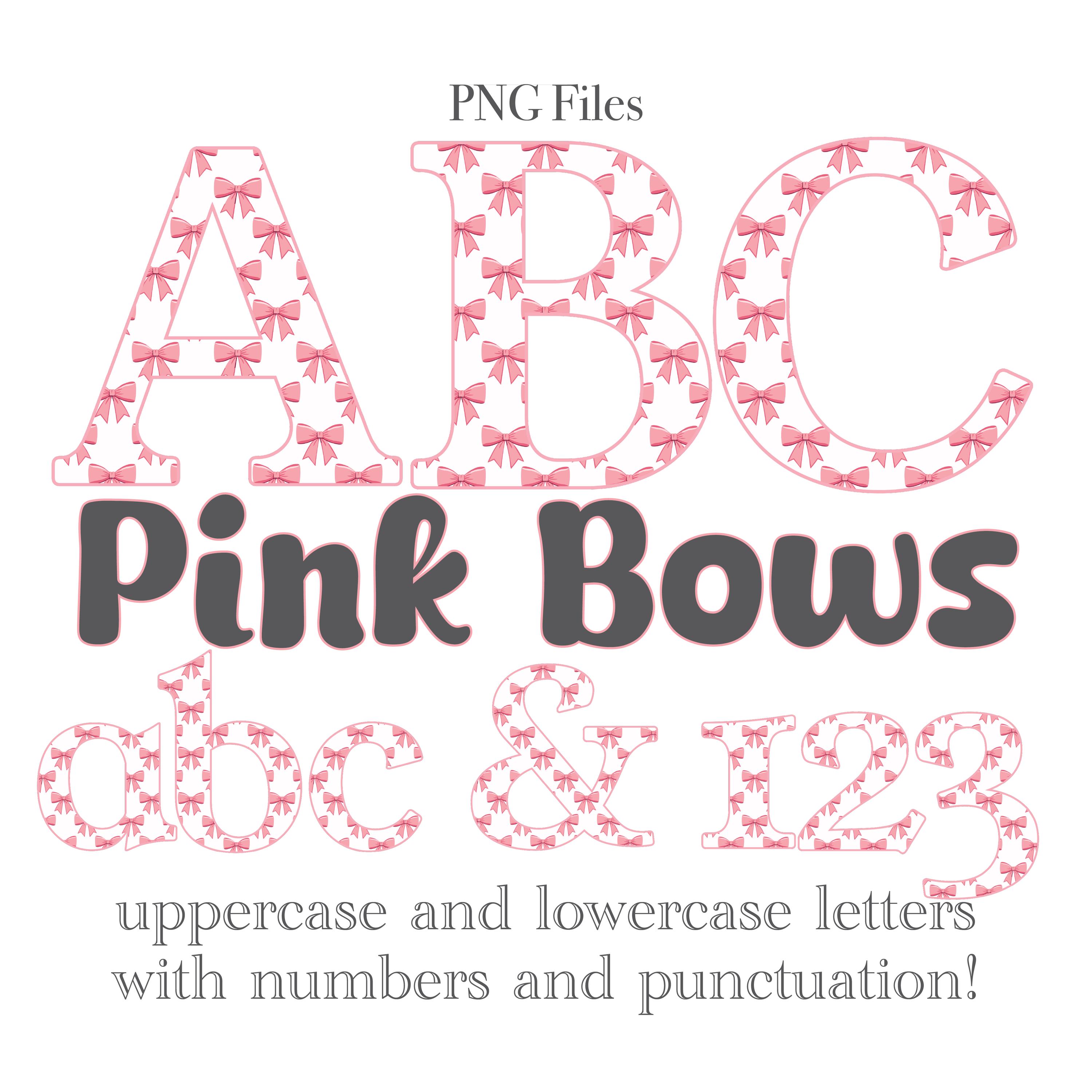 Pink Bows Lettering PNG, Baby Girl Letters, Pink Ribbon Letters ...