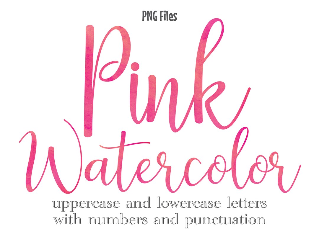Pink Watercolor Letters and Numbers, Wedding Lettering, Script ...