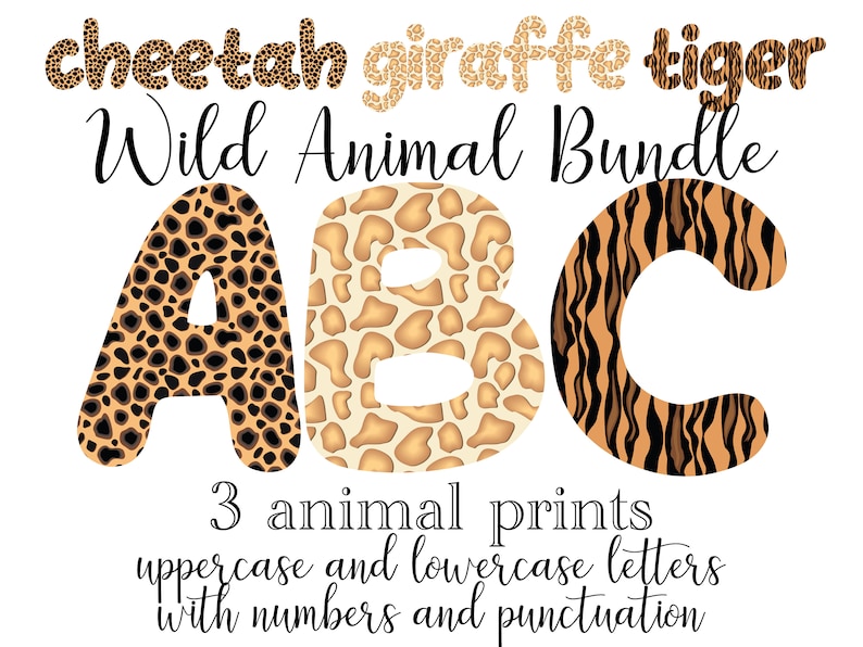 Animal Print Letters Bundle, Cheetah Print Alphabet Letters, PNG ...