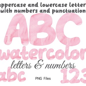 Pink Watercolor Alphabet Letters and Numbers, Wedding Lettering ...