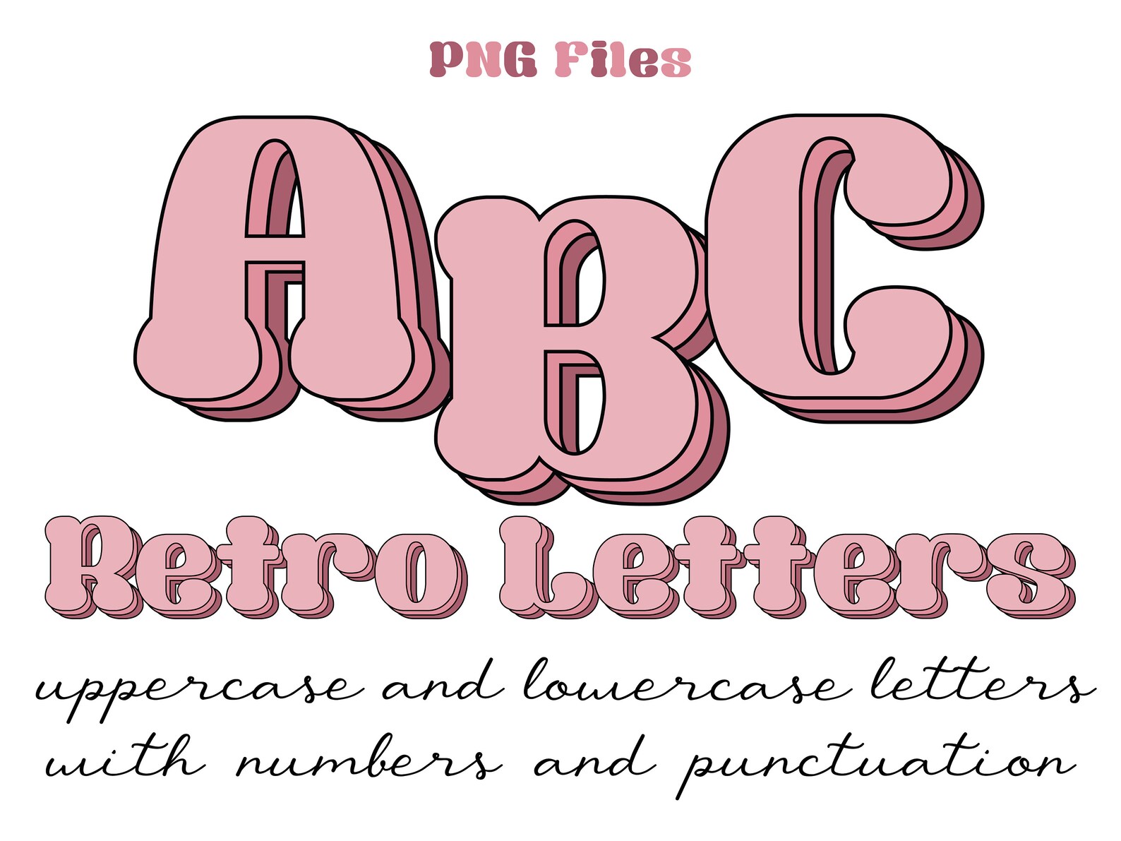 Retro Letters, Pink Retro Alphabet Letters, Orange Retro Sublimation ...