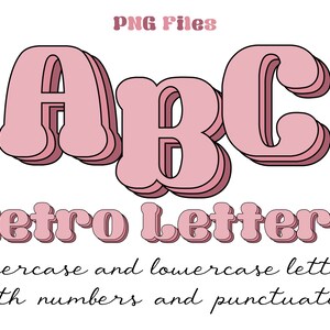 Retro Letters, Pink Retro Alphabet Letters, Orange Retro Sublimation ...