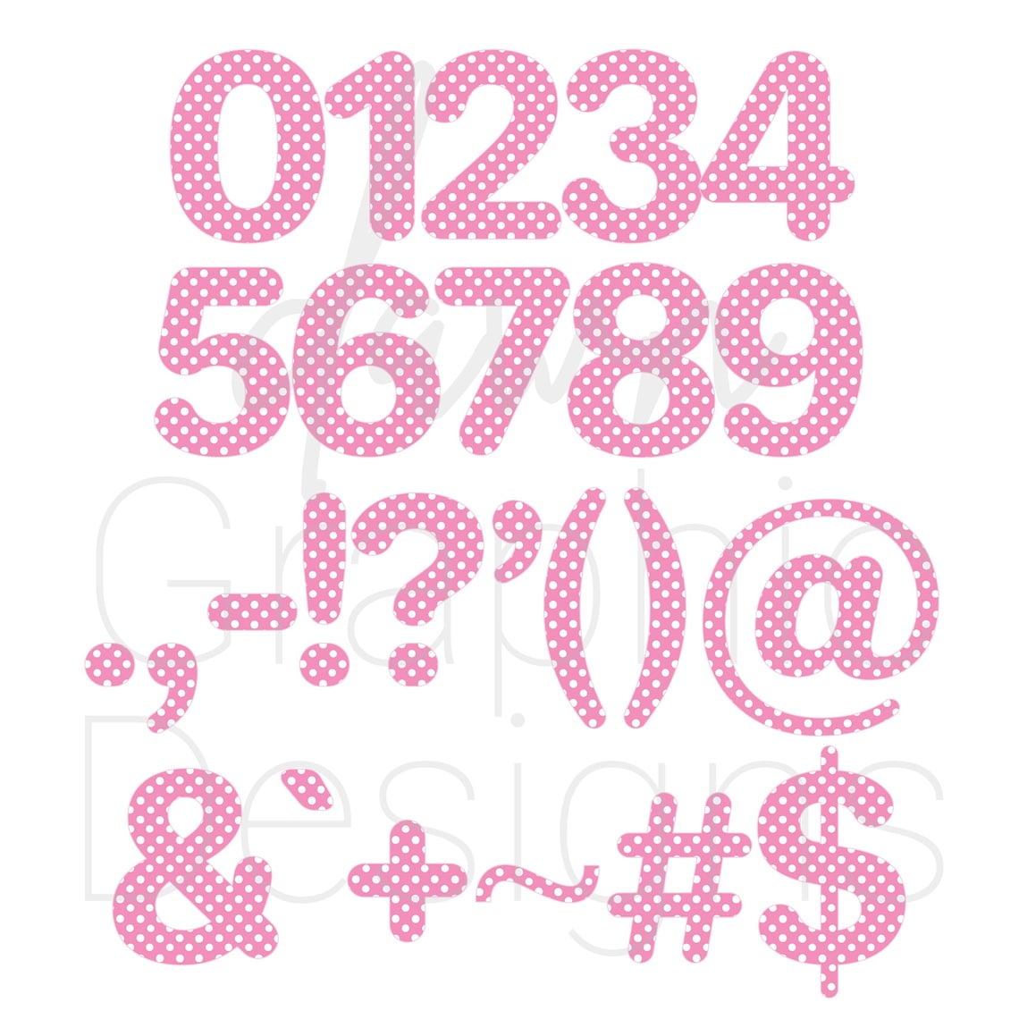 Pink Polka Dots Letters and Numbers, Polka Dot Lettering PNG ...