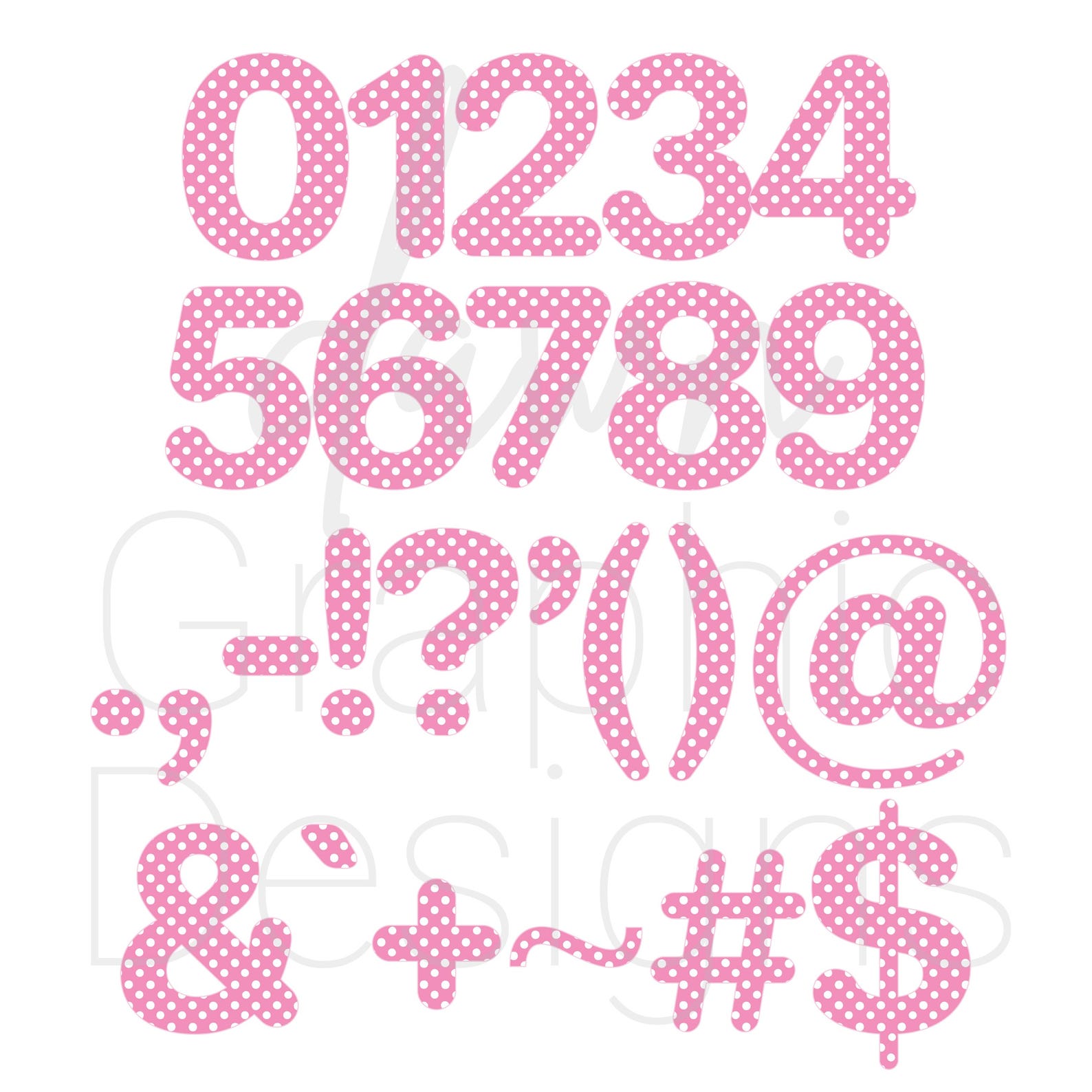 Pink Polka Dots Letters and Numbers, Polka Dot Lettering PNG ...