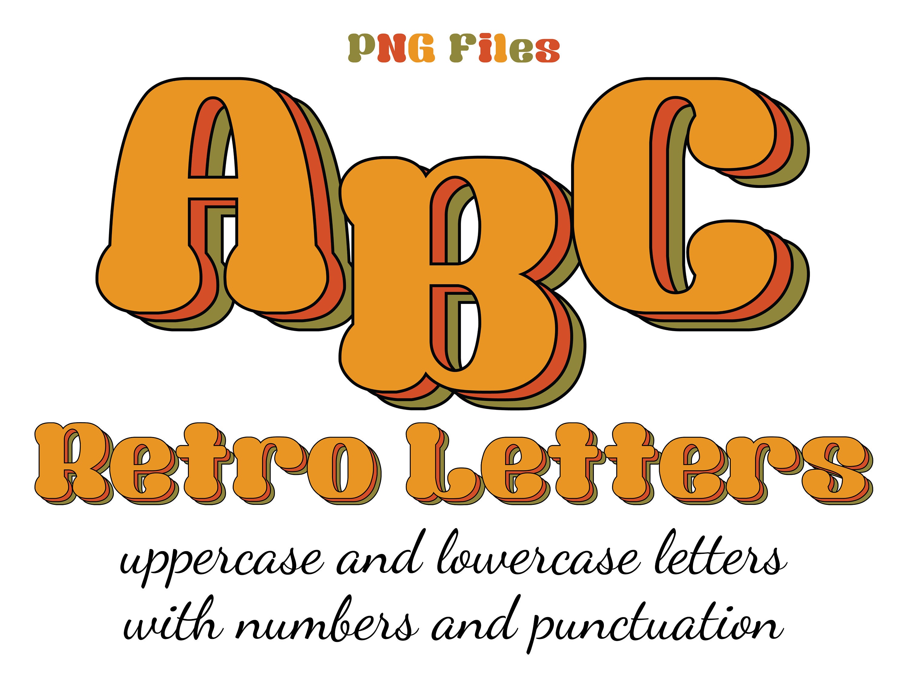 Retro Letters, Pink Retro Alphabet Letters, Orange Retro Sublimation ...