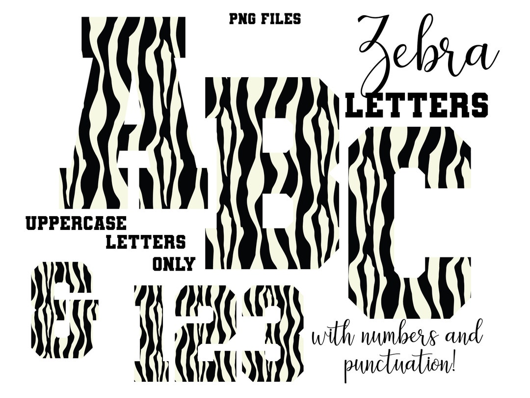 Zebra Print Lettering, Animal Print Alphabet Letters, Zebra Varsity ...