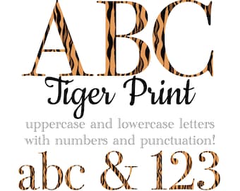Tiger Print Letters, Wild Animal Print Alphabet Lettering, PNG Letters ...