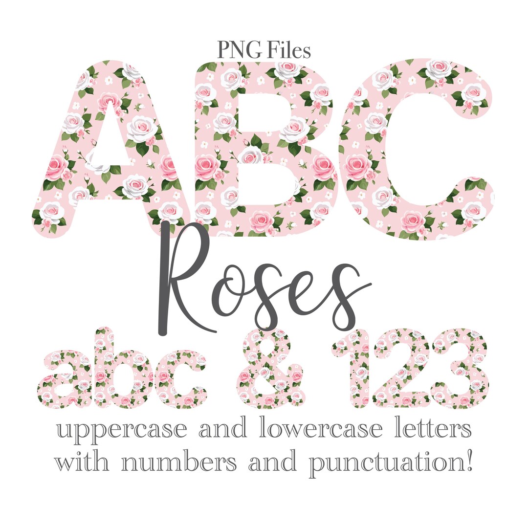 Floral Letters PNG, Roses Lettering, Floral Alphabet Letters and ...