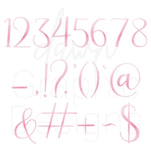 Pink Watercolor Letters and Numbers, Wedding Lettering, Script ...