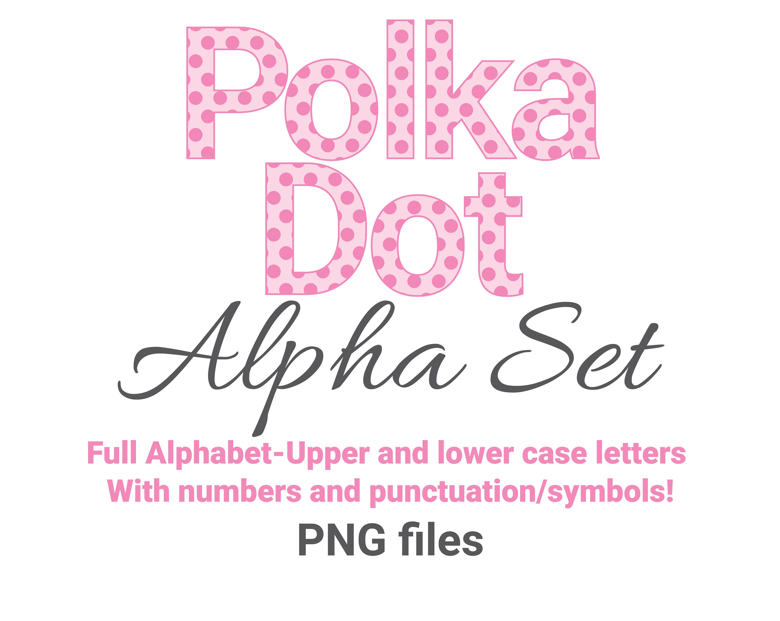 Pink Polka Dot Alphabet Letters, Pink Polka Dot Sublimation Lettering ...