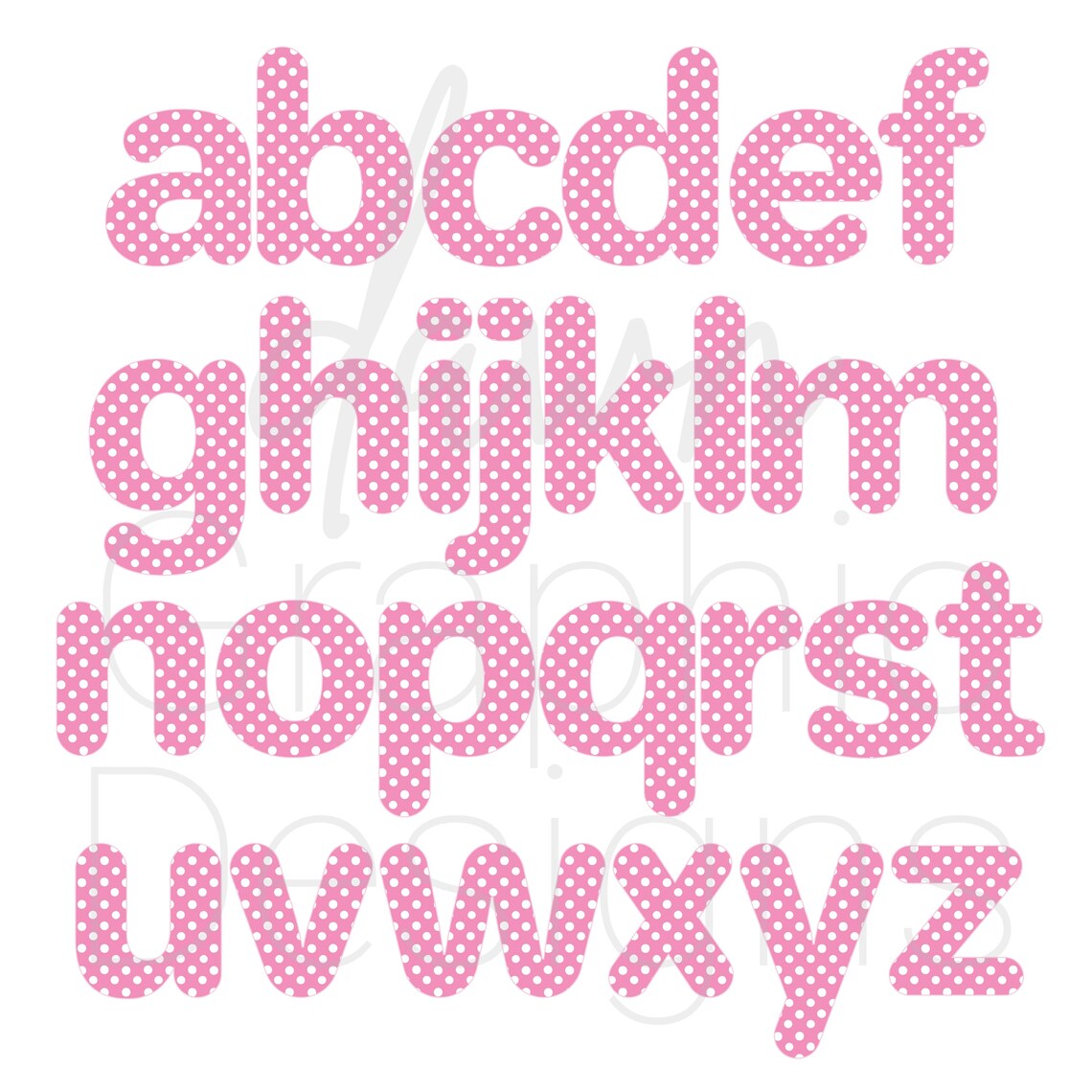 Pink Polka Dots Letters and Numbers, Polka Dot Lettering PNG ...