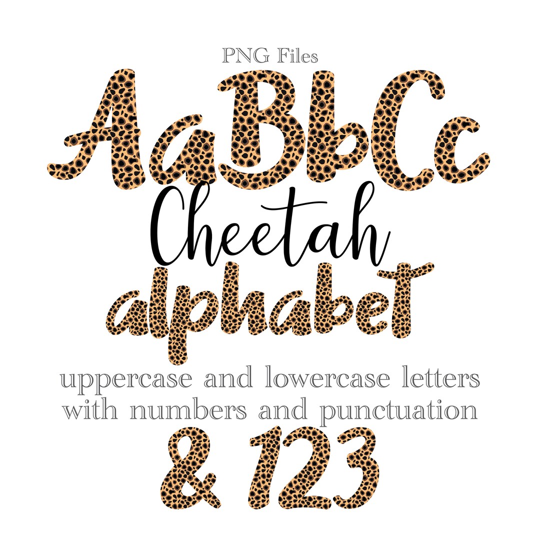 Cheetah Print Letters, Animal Print Alphabet Lettering, PNG Letters ...