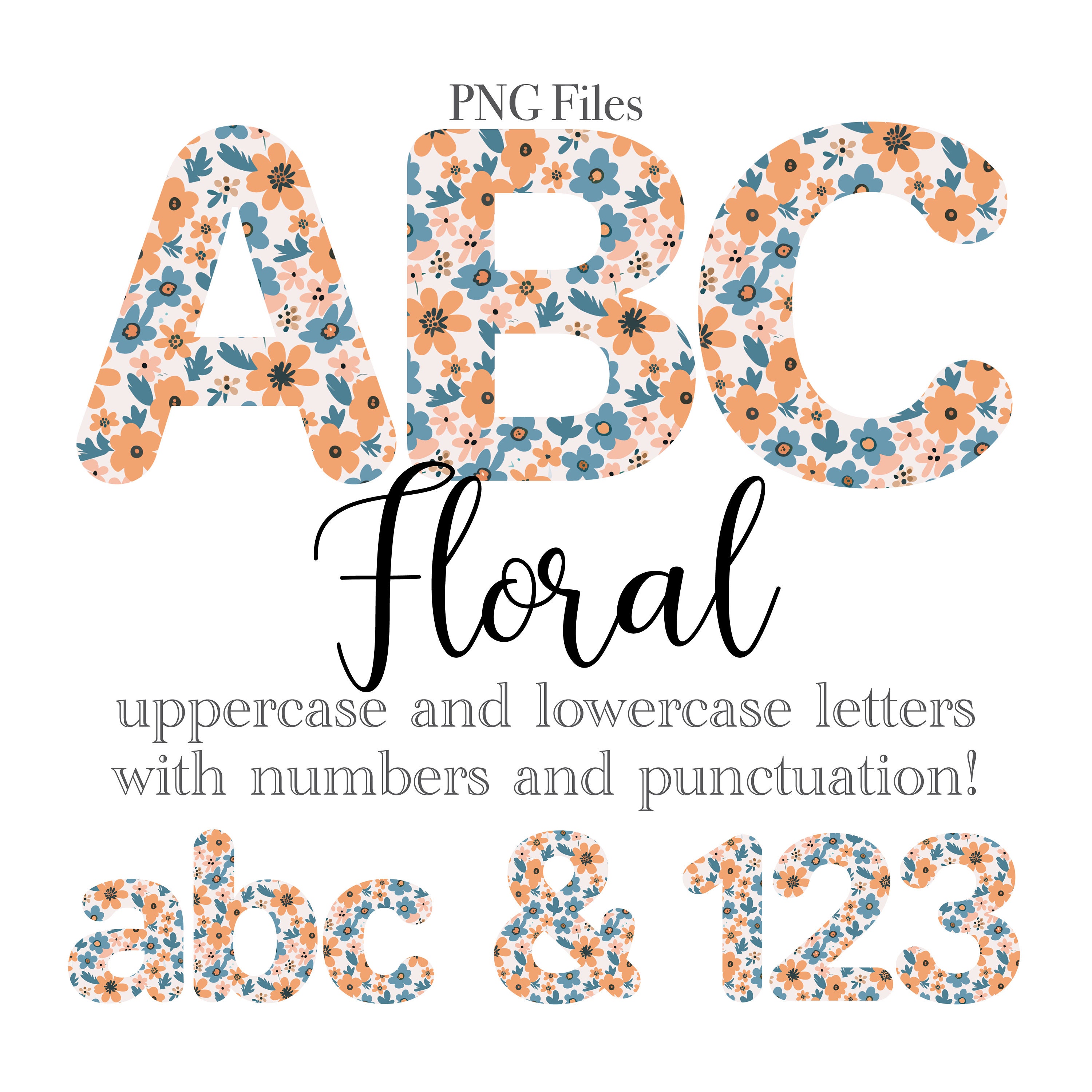 Floral Alphabet Bundle, Letters and Numbers, Floral Alpha Bundle ...