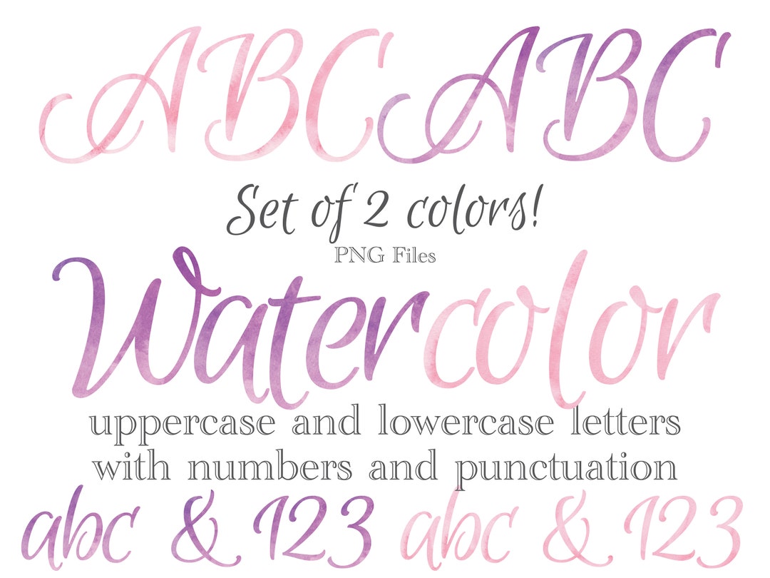 Watercolor Lettering Bundle, Script Watercolor Lettering, Sublimation ...