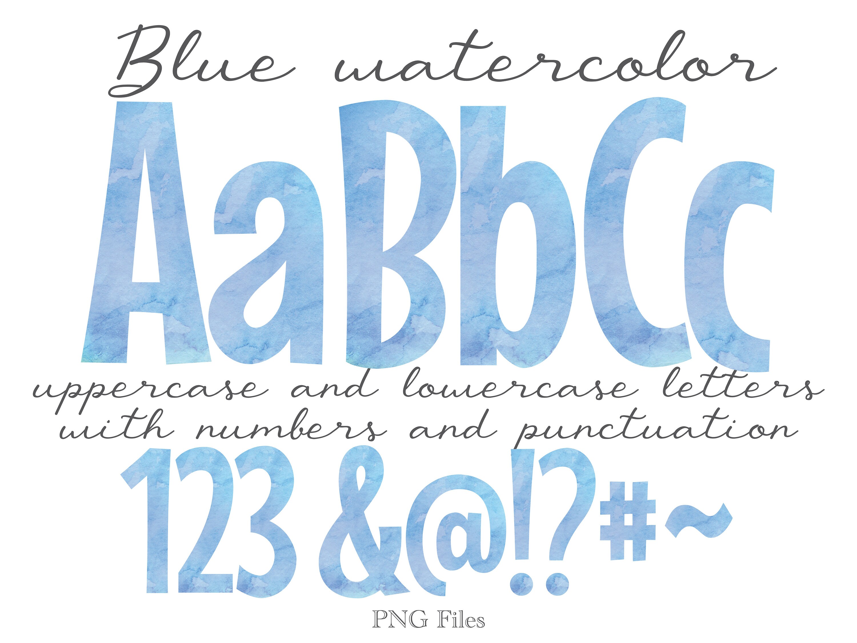 Blue Watercolor Alphabet Letters and Numbers Wedding - Etsy