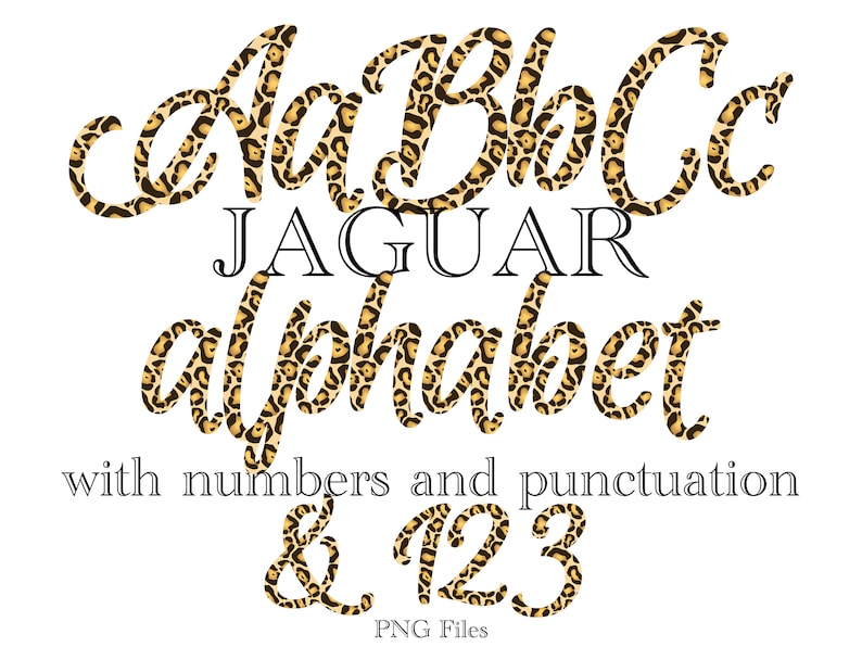 Jaguar Print Letters, Wild Animal Print Alphabet Lettering, PNG Letters ...