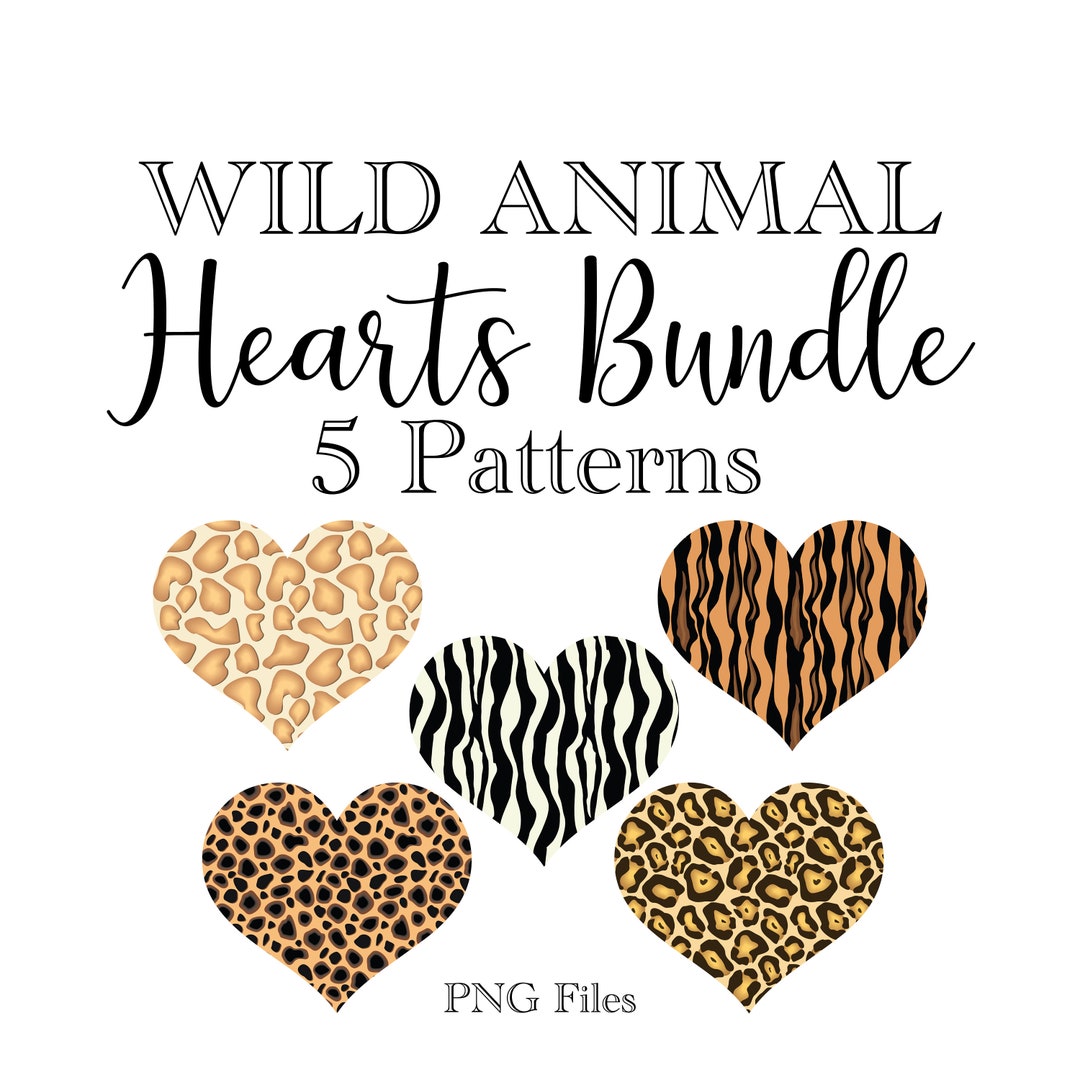 Hearts Bundle, Animal Print Clip Art, Wild Animal Print Hearts ...