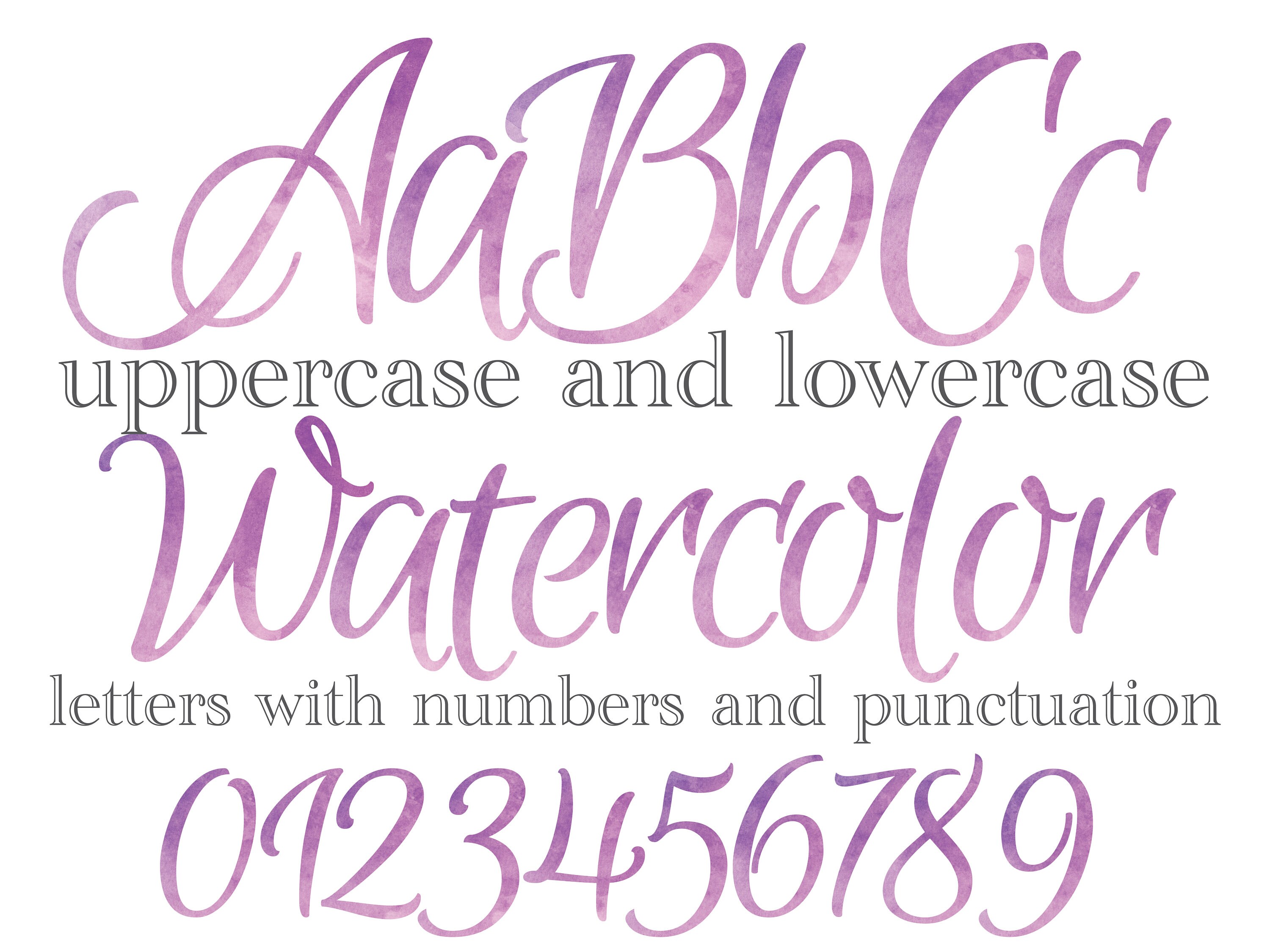 Watercolor Lettering Bundle, Script Watercolor Lettering, Sublimation ...