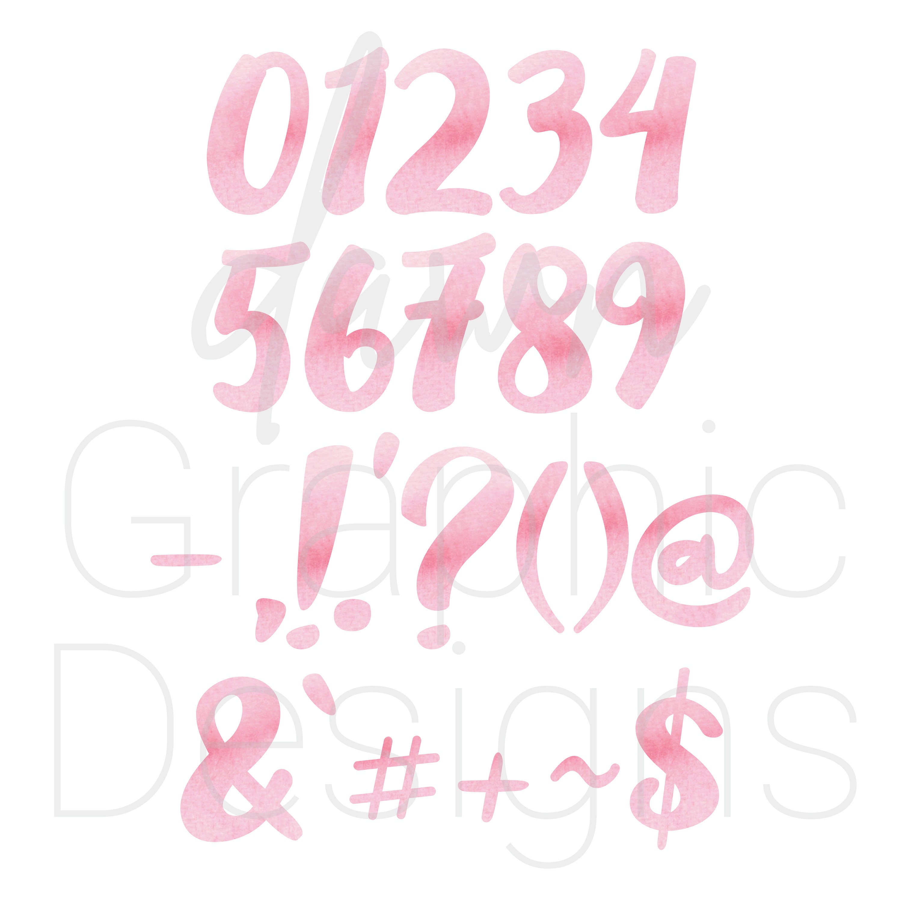 Pink Watercolor Alphabet Letters and Numbers, Wedding Lettering ...