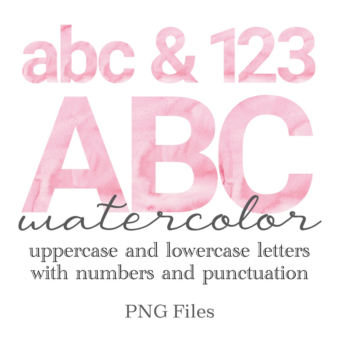 Pink Watercolor Lettering and Numbers, Wedding Lettering, PNG Files for ...