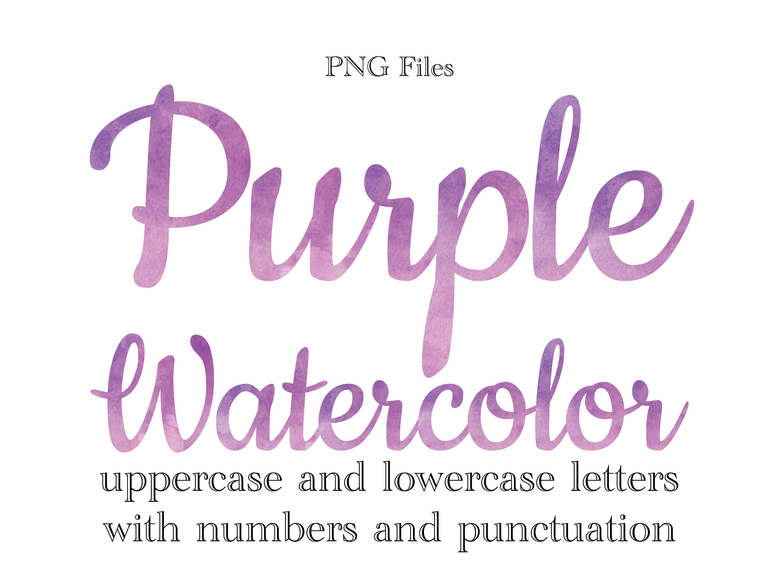 Purple Watercolor Letters and Numbers, Wedding Lettering, Script ...