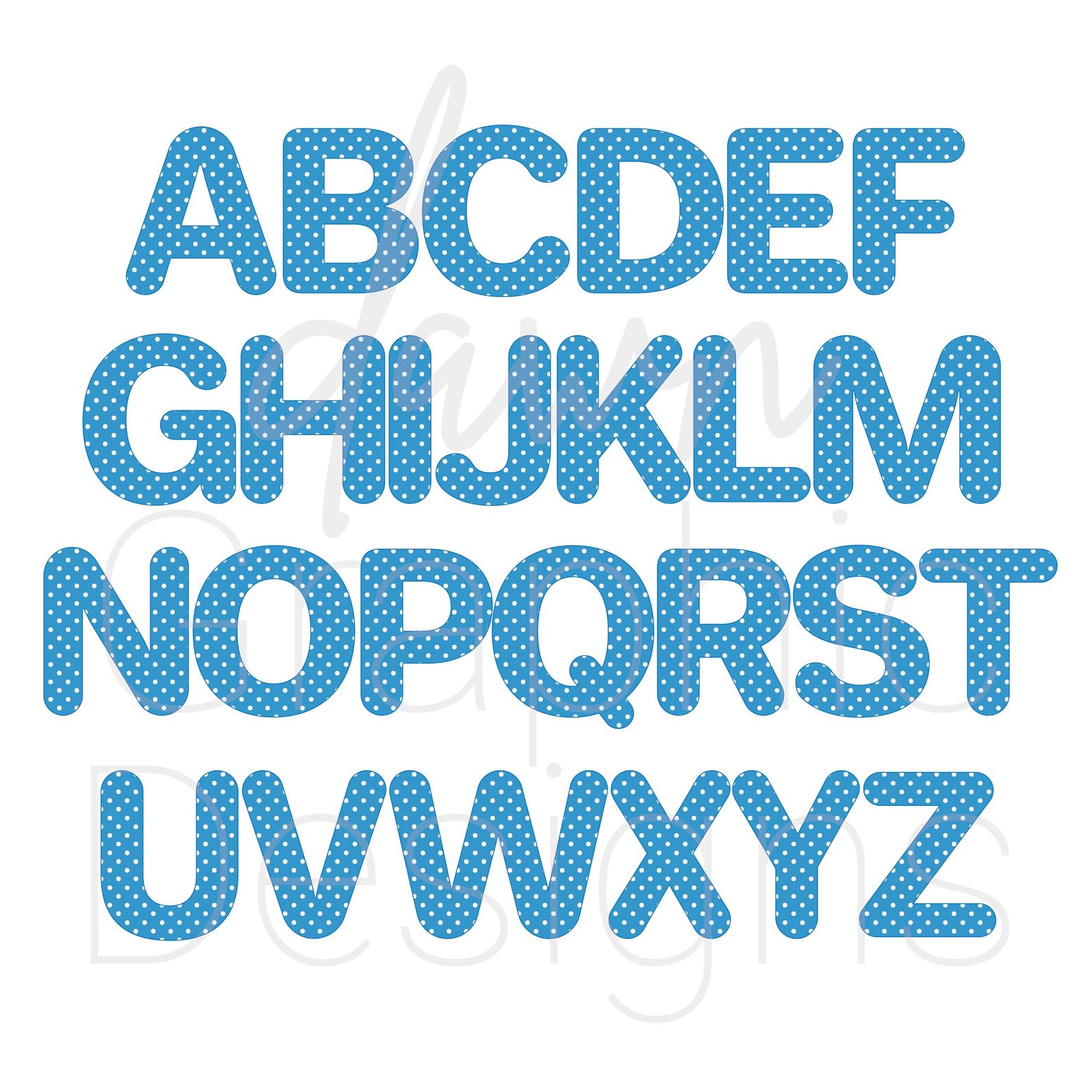 Blue Polka Dots Letters PNG, Polka Dot Lettering and Numbers, Sublimation Files, Blue Monogram ...